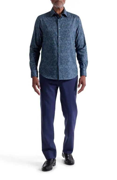 Bugatchi Julian Shaped Fit Paisley Cotton Button-up Shirt - Navy