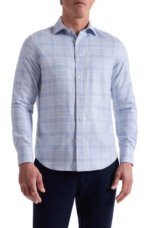Bugatchi Axel Trim Fit Plaid Cotton Button-up Shirt - Sky