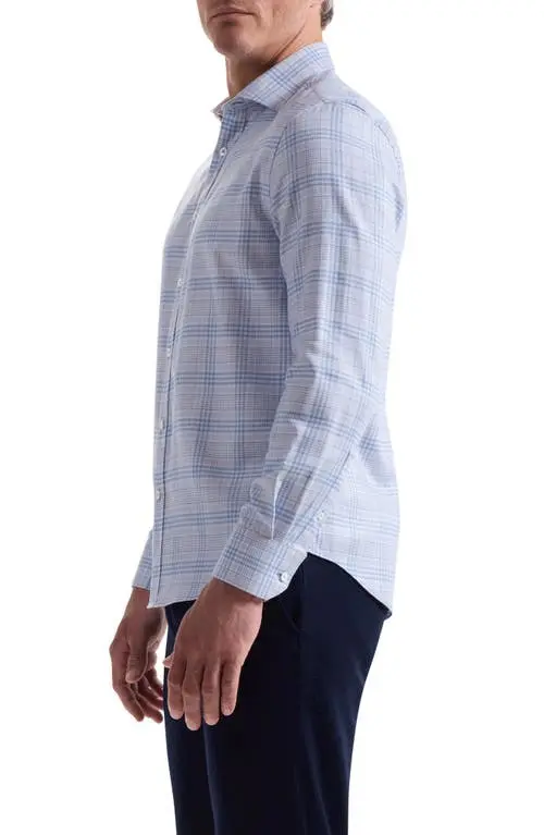 Bugatchi Axel Trim Fit Plaid Cotton Button-up Shirt - Sky
