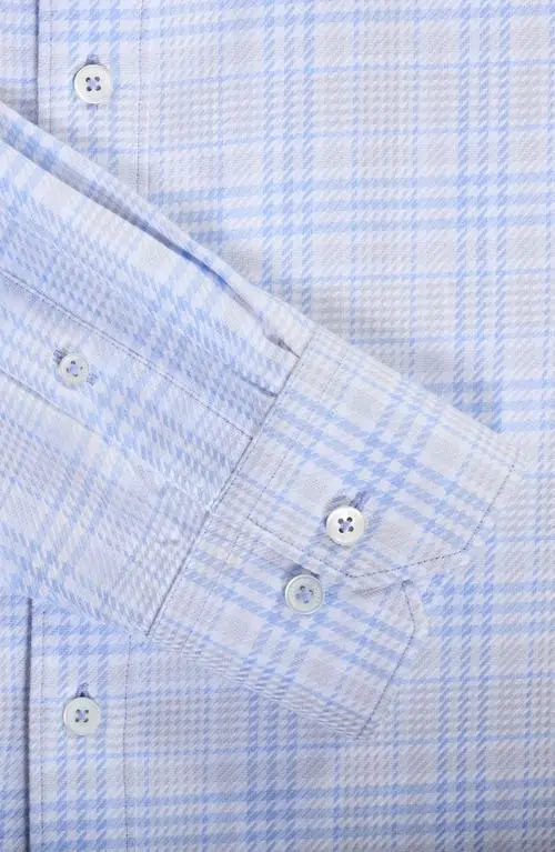 Bugatchi Axel Trim Fit Plaid Cotton Button-up Shirt - Sky