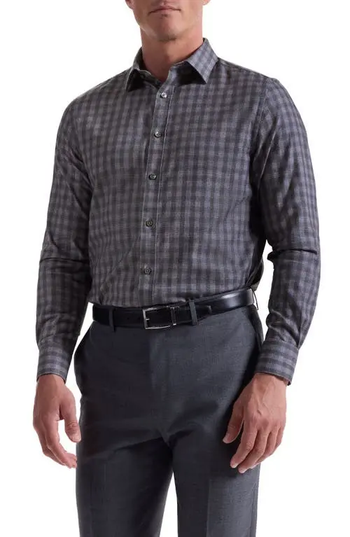 Bugatchi Julian Shaped Fit Check Cotton Button-up Shirt - Amethyst