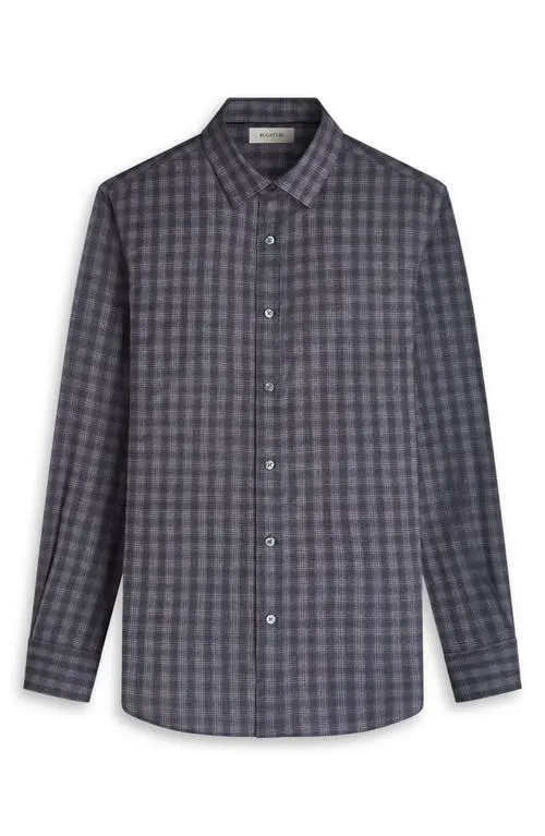 Bugatchi Julian Shaped Fit Check Cotton Button-up Shirt - Amethyst