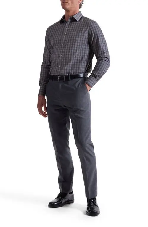 Bugatchi Julian Shaped Fit Check Cotton Button-up Shirt - Amethyst