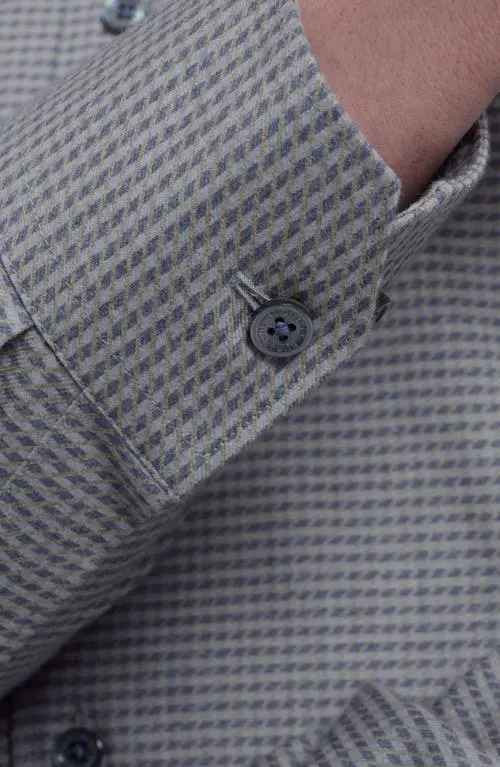 Bugatchi Alvin Trim Fit Micro Houndstooth Brushed Cotton Button-up Shirt - Cement