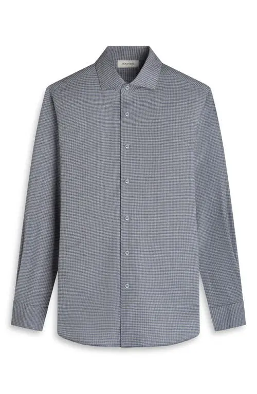 Bugatchi Alvin Trim Fit Micro Houndstooth Brushed Cotton Button-up Shirt - Cement