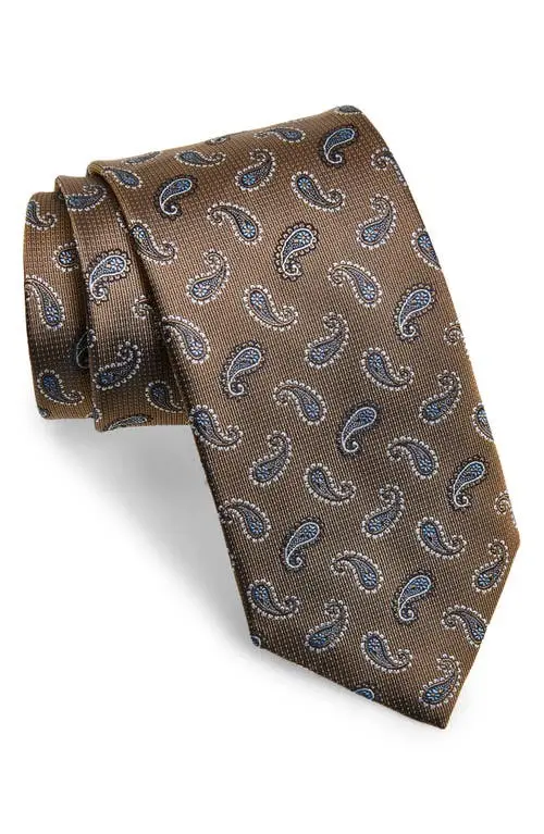 David Donahue Paisley Silk Tie - Cocoa