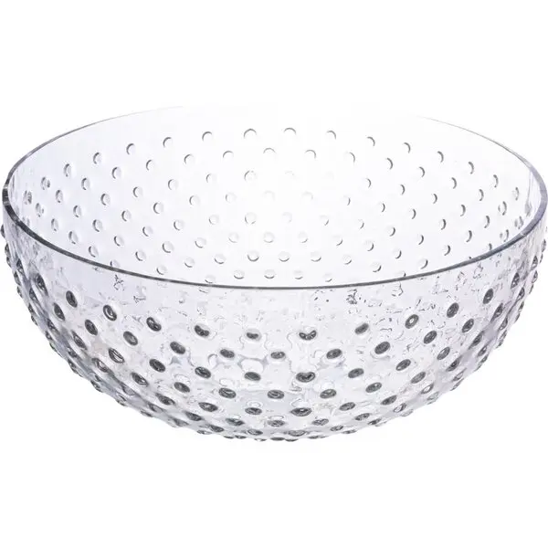 STORIED HOME Round Glass Hobnail Serving Bowl - Clear