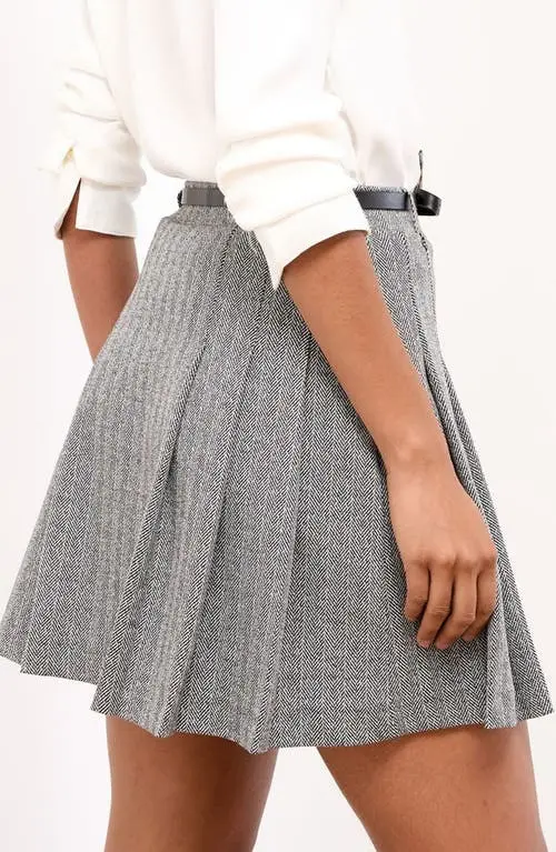 LIPSY Herringbone Pleated Miniskirt