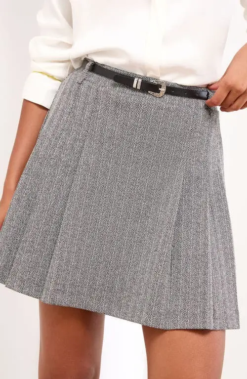 LIPSY Herringbone Pleated Miniskirt
