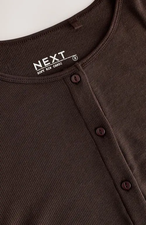 NEXT Ribbed Button-up Cardigan