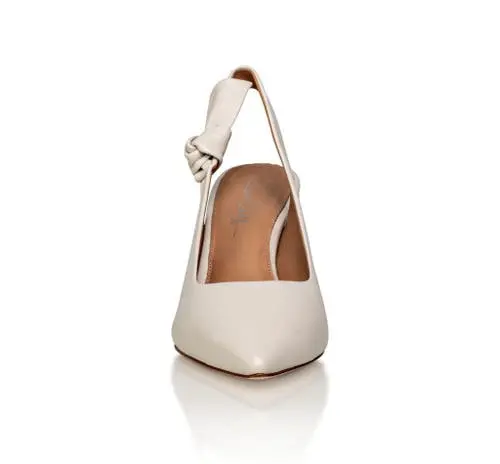 JOAN OLOFF SHOES Daphne Leather Slingback Pumps - Off White