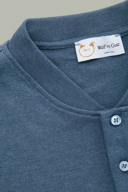 WOLF VS. GOAT (WVG) Henley Short Sleeve Viscose Interlock - Navy