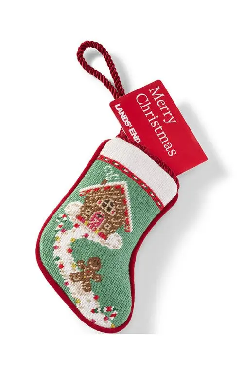 LANDS' END Mini Needlepoint Christmas Stocking