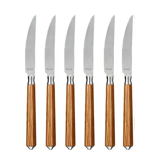 CAPDECO Galaxiebox Of 6 Steak Knives - Olive Wood