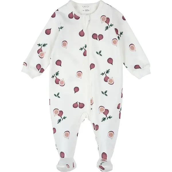 PETIT LEM Figs Print Footed Pajamas - Off White