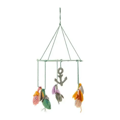 STORIED HOME Wool Felt Pelican Mobile With Anchor
