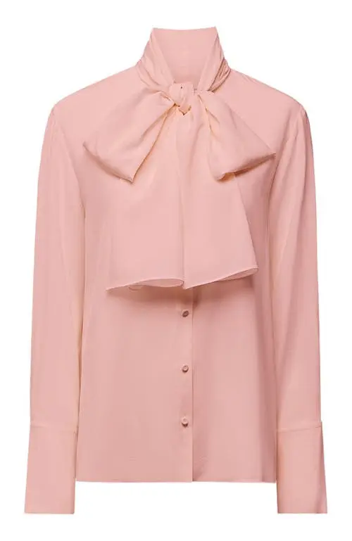 Another Tomorrow Signature Bow Blouse - Blush