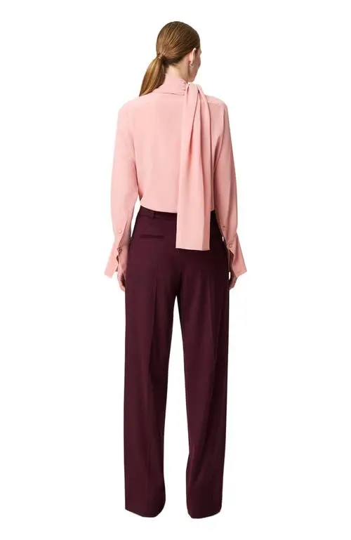 Another Tomorrow Signature Bow Blouse - Blush