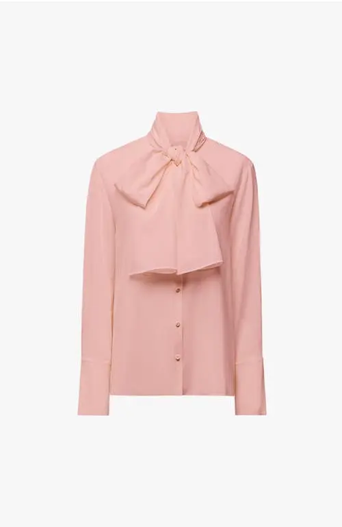Another Tomorrow Signature Bow Blouse - Blush