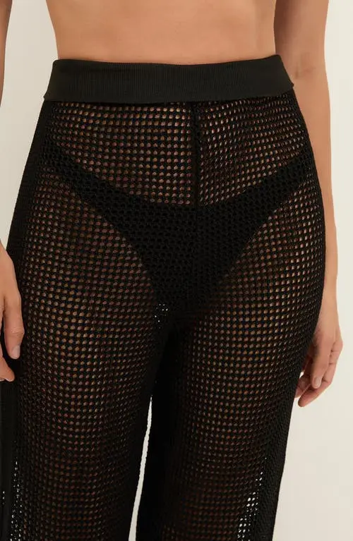VIX PAULA HERMANNY Valerie Open Stitch Wide Leg Pants - Black