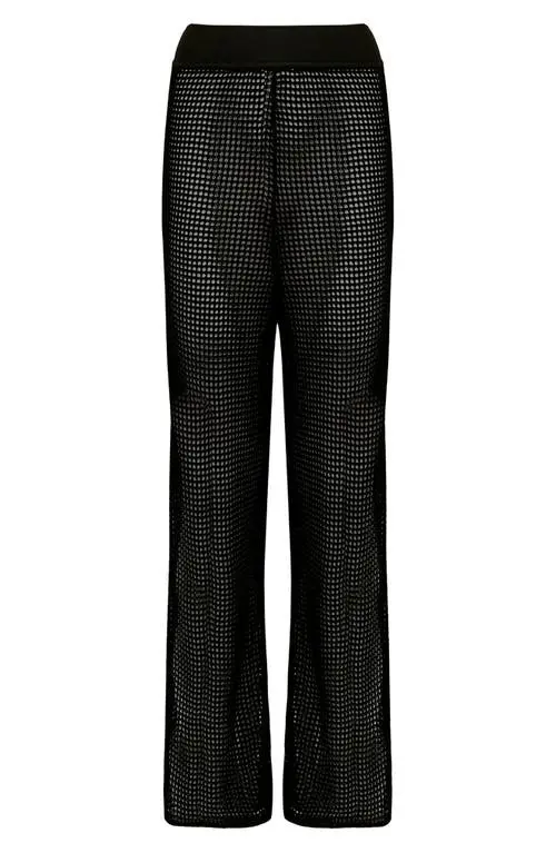 VIX PAULA HERMANNY Valerie Open Stitch Wide Leg Pants - Black