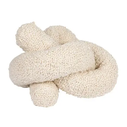 STORIED HOME Woven Cotton Bouclé Knot Design Pillow - Cream