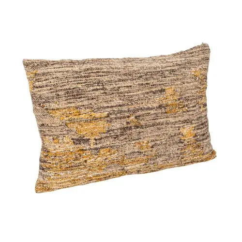 STORIED HOME Woven Mélange New Zealand Wool Blend Bouclé Lumbar Pillow - Brown