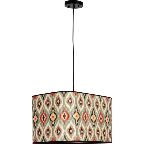 STORIED HOME 100 Watt Ikat Elegance Pendant Lamp - Teal