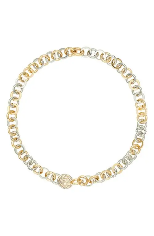 Tory Burch Icon Mixed Pavé Chain Necklace - Tory Gold/silver/crystal