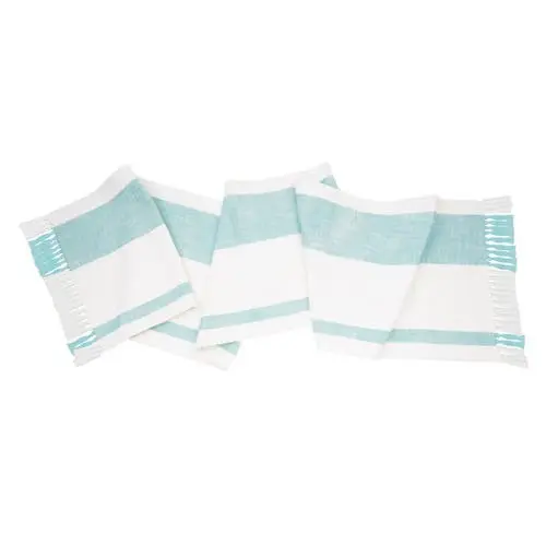 CAROL & FRANK Morgan Striped Table Runners Collection - Teal