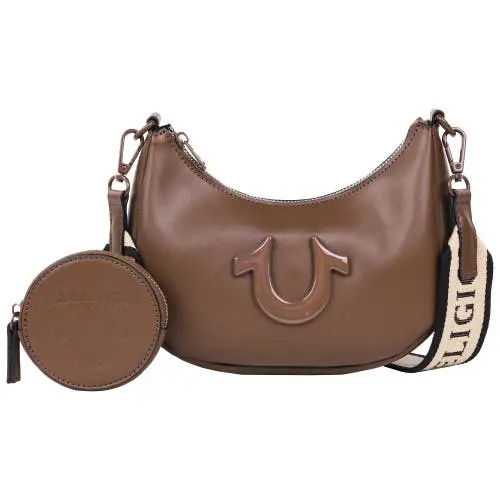 True Religion Logo Strap Crescent Hobo - Brown