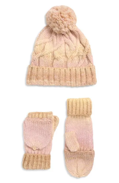 Free People Rainbow Beanie & Mittens Set - Ivory