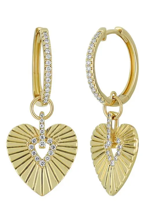 Bony Levy Kiera Diamond Heart Drop Huggie Hoop Earrings - 18k Yellow Gold