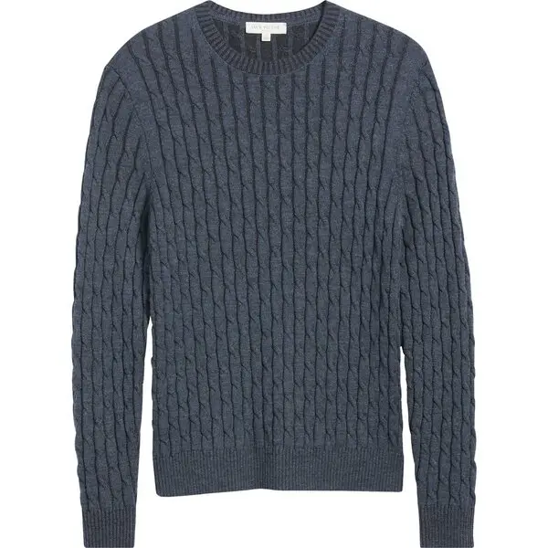 JACK VICTOR Crewneck Merino Wool Cable Sweater - Aviator