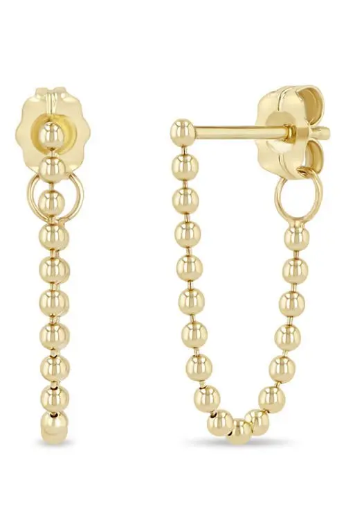 Zoe Chicco Ball Chain Front/back Earrings - 14k Yellow Gold