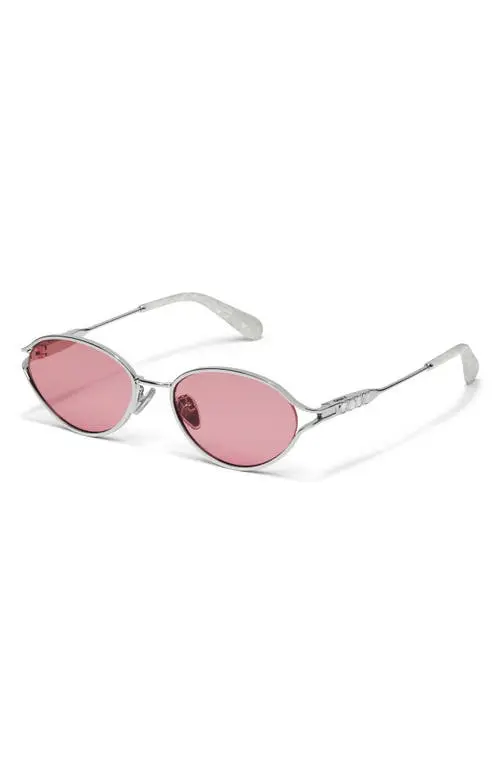 Quay Formal Affair Round Sunglasses - Silver/peony