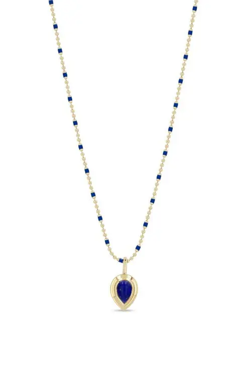 Zoe Chicco Lapis Lazuli Teardrop Pendant Necklace - 14k Yellow Gold
