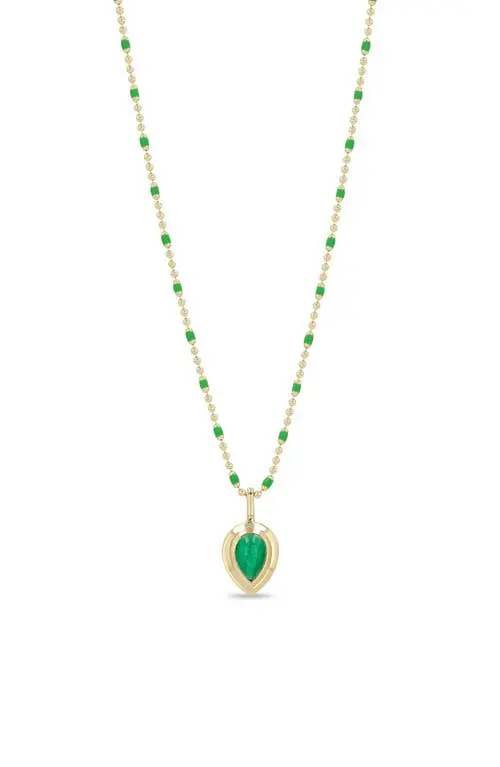 Zoe Chicco Malachite Teardrop Pendant Necklace - 14k Yellow Gold