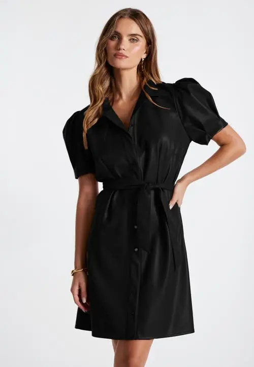 BISHOP + YOUNG Clea Leather Mini Dress - Latte