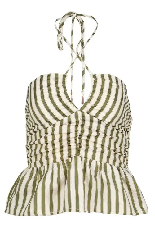 BISHOP + YOUNG Aeries Halter Top - Olive Stripe