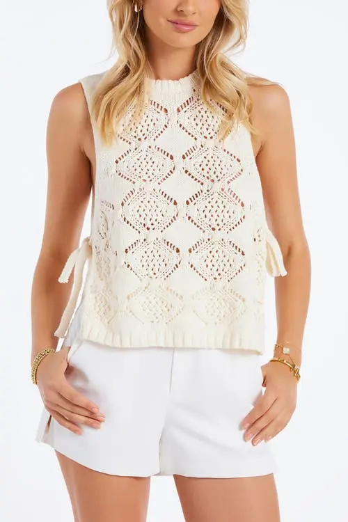 BISHOP + YOUNG Provence Side-tie Open-weave Sweater