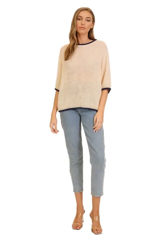 KNIT & LOUNGE Knit Half-sleeve Pullover Sweater