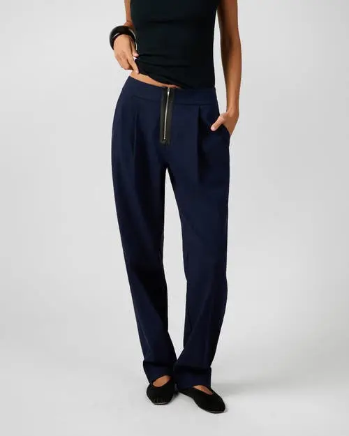 WeWoreWhat Leather-trimmed Zip Front Trousers