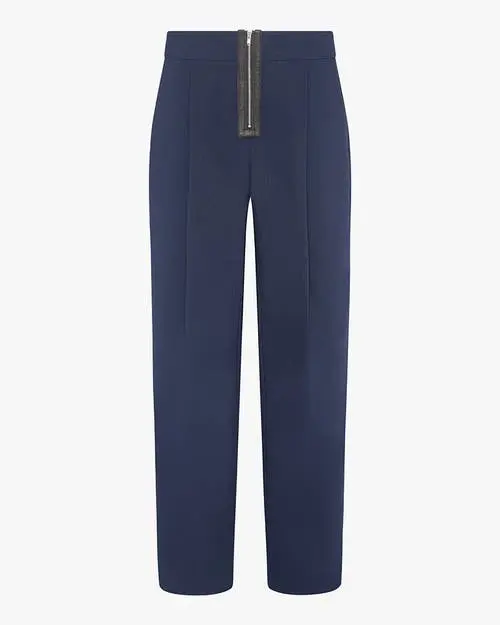 WeWoreWhat Leather-trimmed Zip Front Trousers