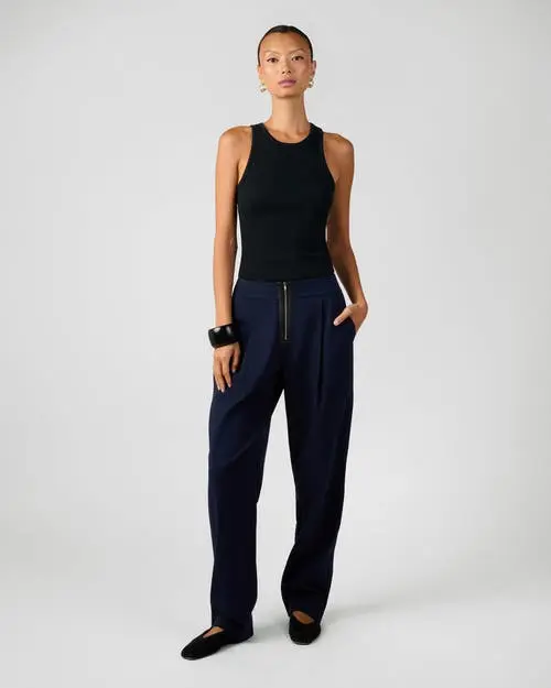 WeWoreWhat Leather-trimmed Zip Front Trousers