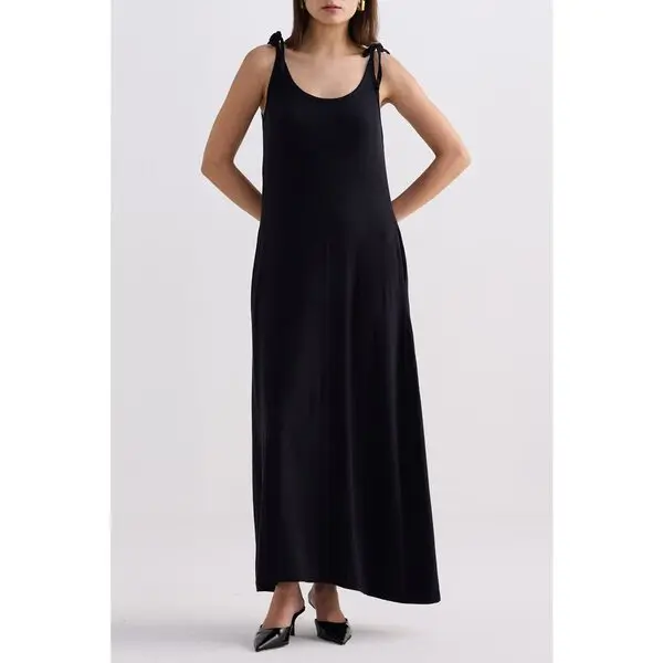 REISTOR Tie-detail Maxi Dress - Black