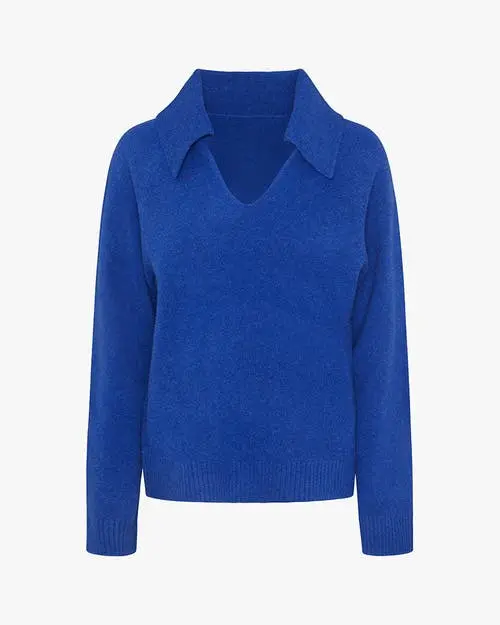 WeWoreWhat Collared V-neck Ribbed Sweater