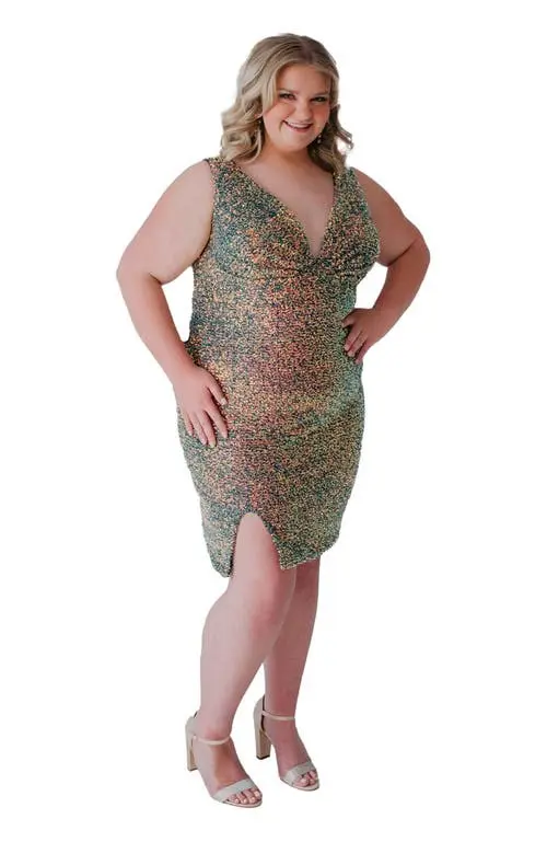 SYDNEY'S CLOSET Sleeveless Fitted Sequin Party Dress