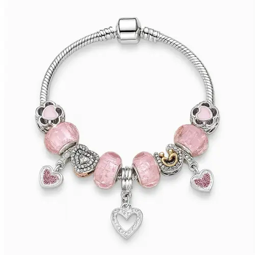 DONATELLO GIAN Heart Charm Bracelet - Pink