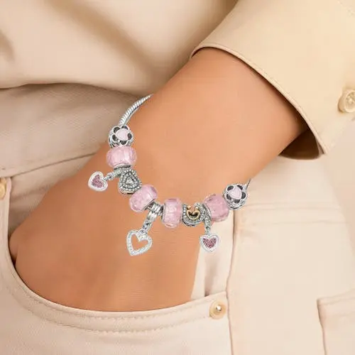 DONATELLO GIAN Heart Charm Bracelet - Pink